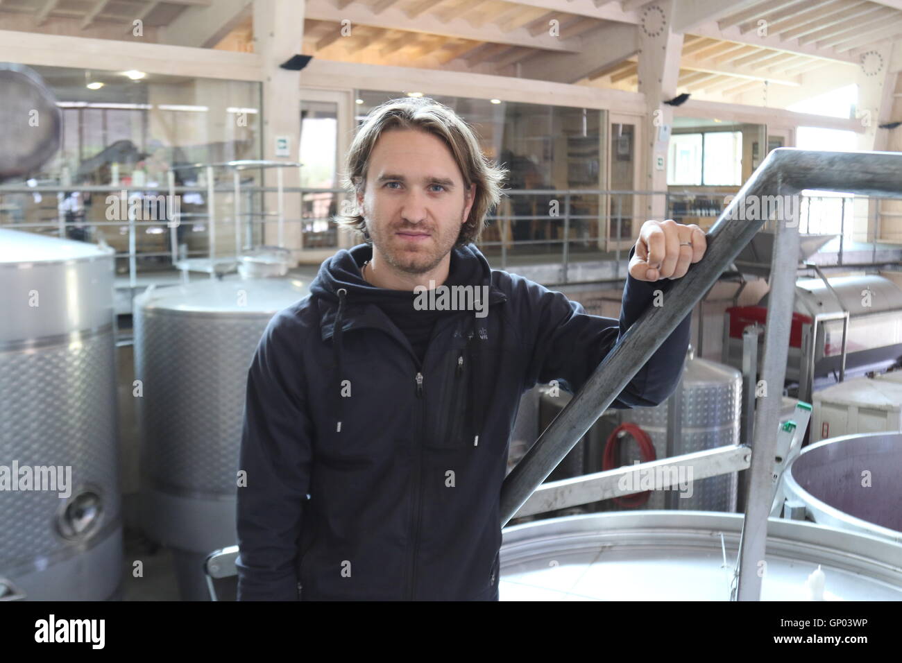 WInemaker Amael Orrego at the winery of Kingston Vineyards, Casablanca ... WInemaker Amael Orrego at the winery of Kingston Vineyards, Casablanca ...