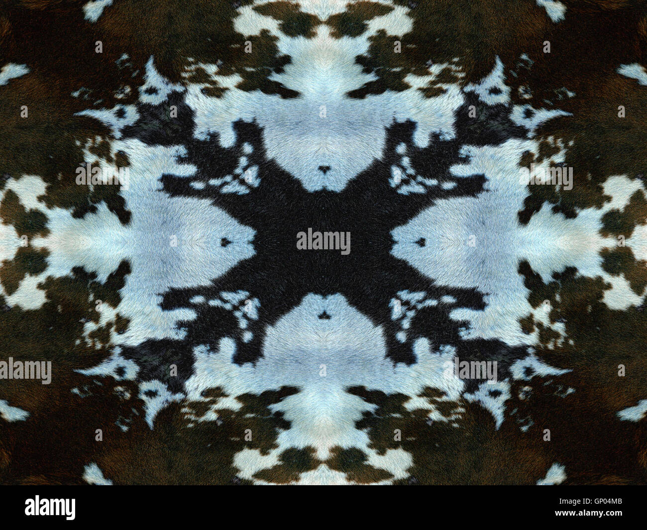 Black and blue kaleidoscope cow hide pattern Stock Photo - Alamy