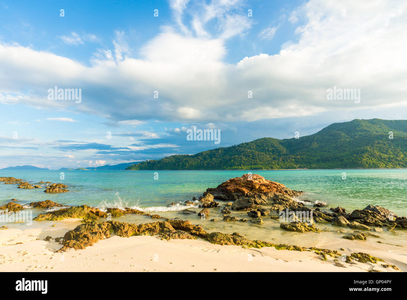 Blue sky with beach and tropical sea, Lipe Islands, Thailand Stock ...
