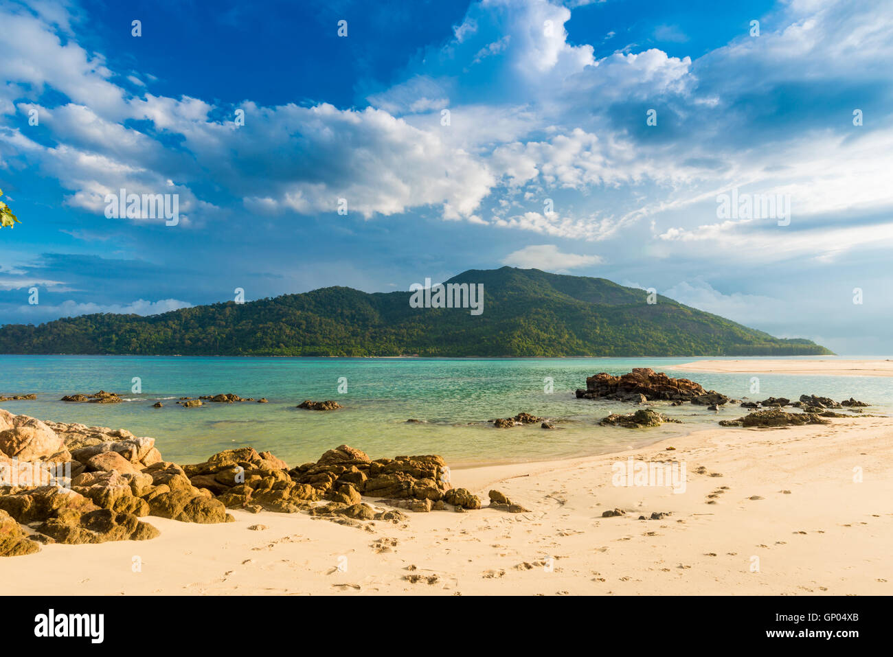 Blue sky with beach and tropical sea, Lipe Islands, Thailand Stock ...