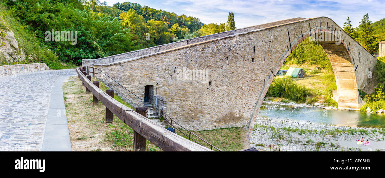 500 years old hog backed Renaissance bridge connecting with single span ...
