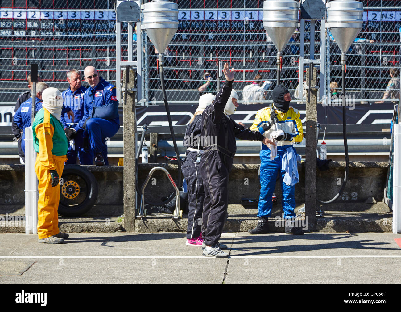 DSR racing team the pits area at the Manx Festival of Motorcycling 2016 ...