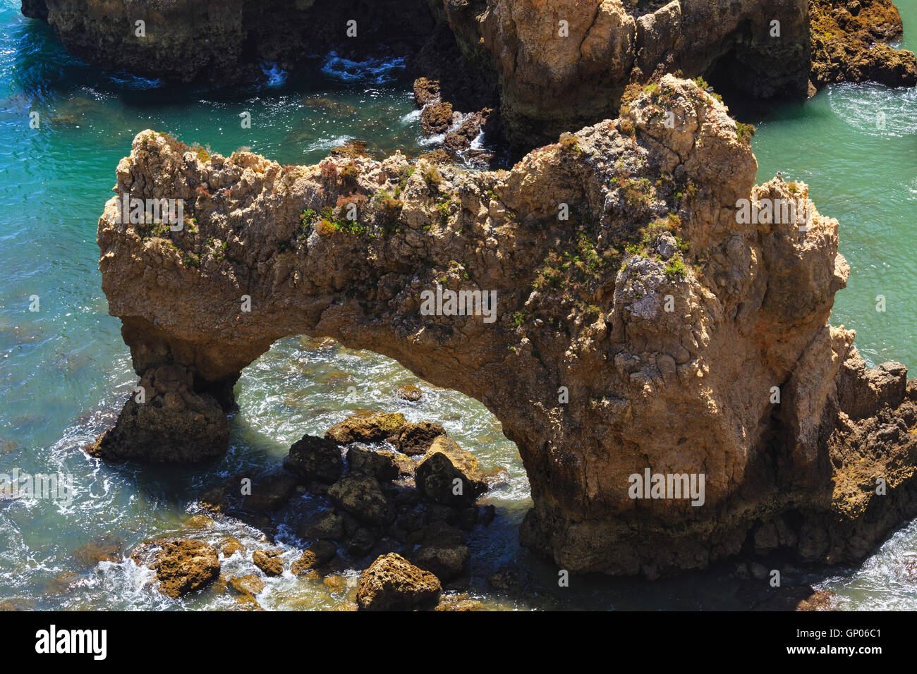 Rocky arch of Ponta da Piedade (Lagos, Algarve, Portugal Stock Photo ...