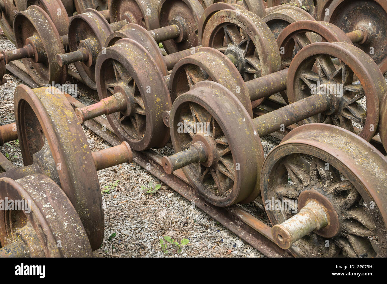 Old train wheelsets hi-res stock photography and images - Alamy