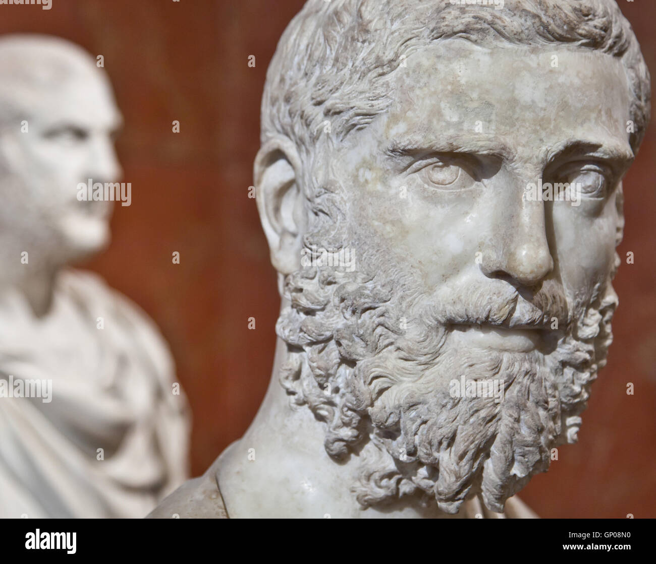 Close up of a male statue, modern copy of a Greek original. Good for ...