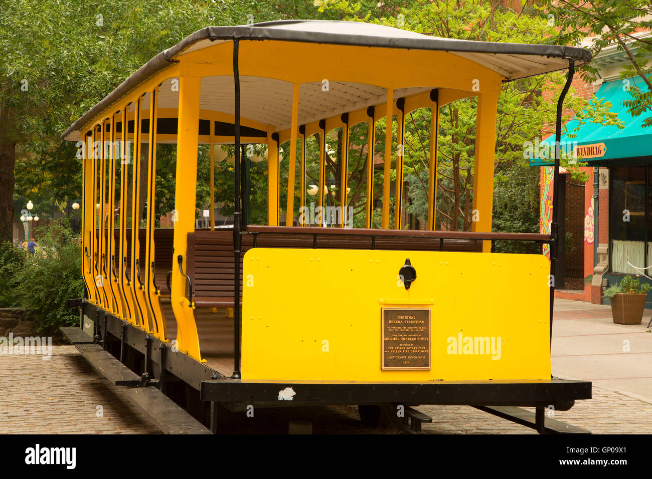 Horse-drawn trolley car, Walking Mall, Helena, Montana Stock Photo - Alamy
