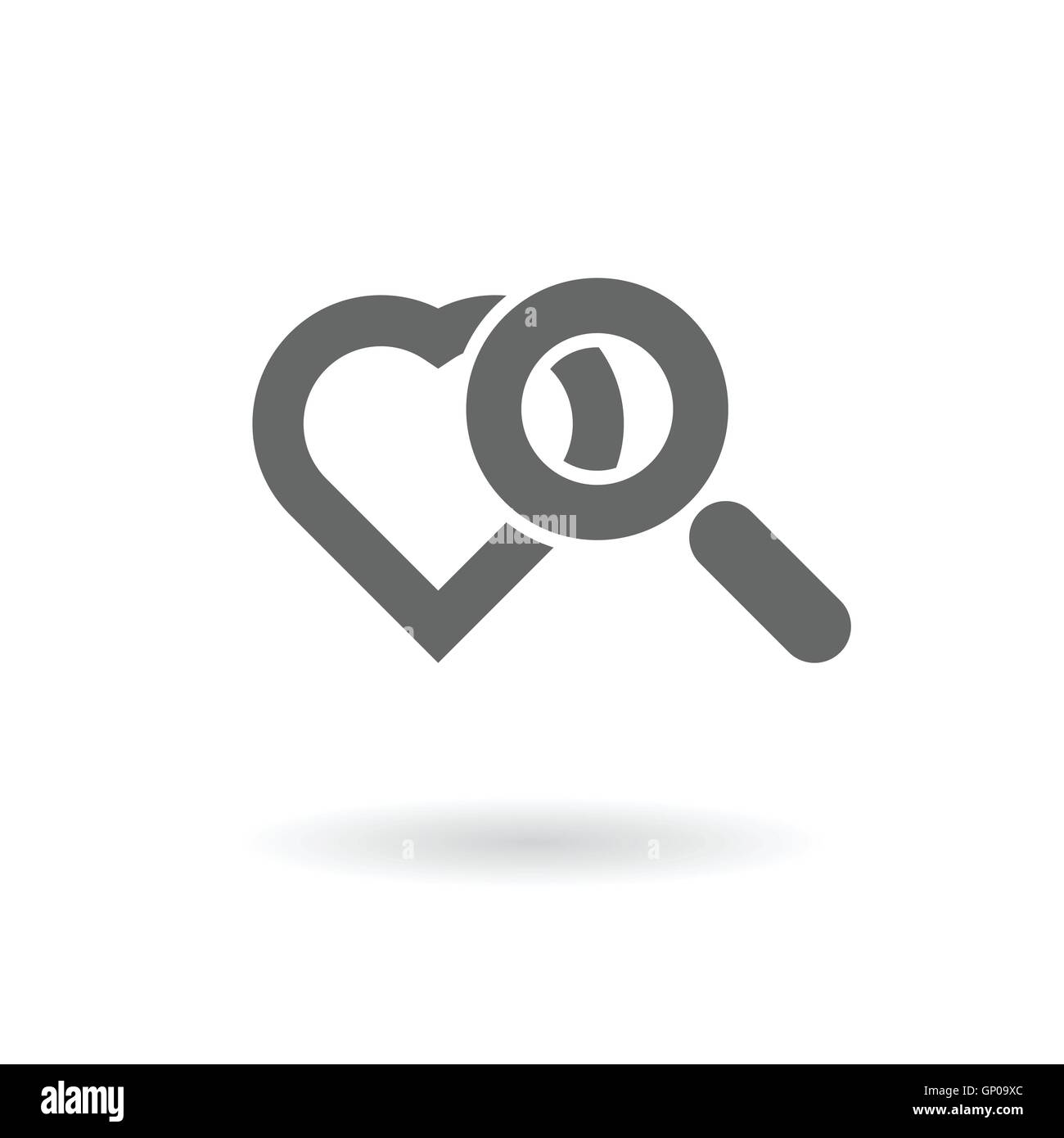 magnifying glass with heart symbols as searching for love icon abstract ...
