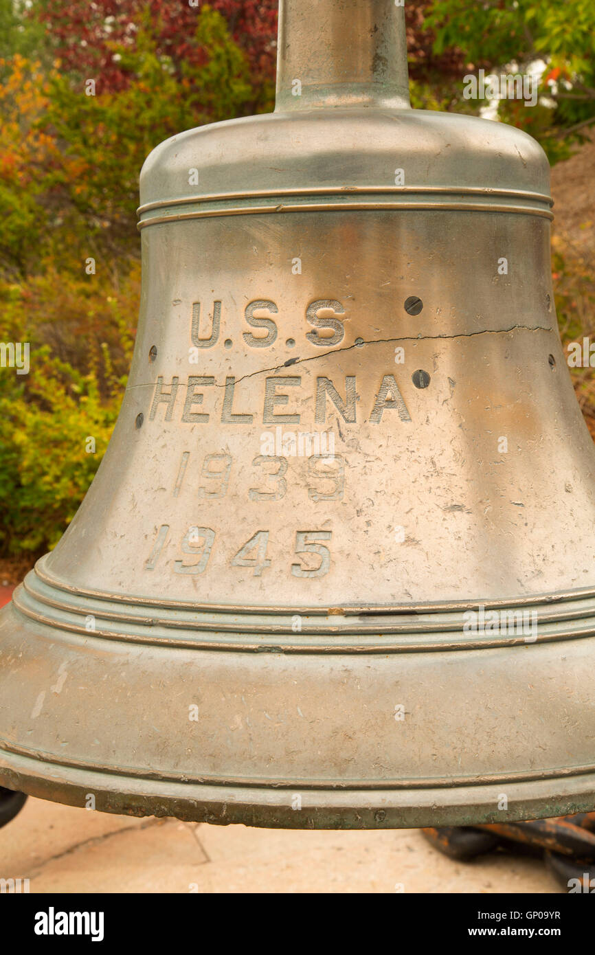 USS Helena bell, Anchor Park, Walking Mall, Helena, Montana Stock Photo ...