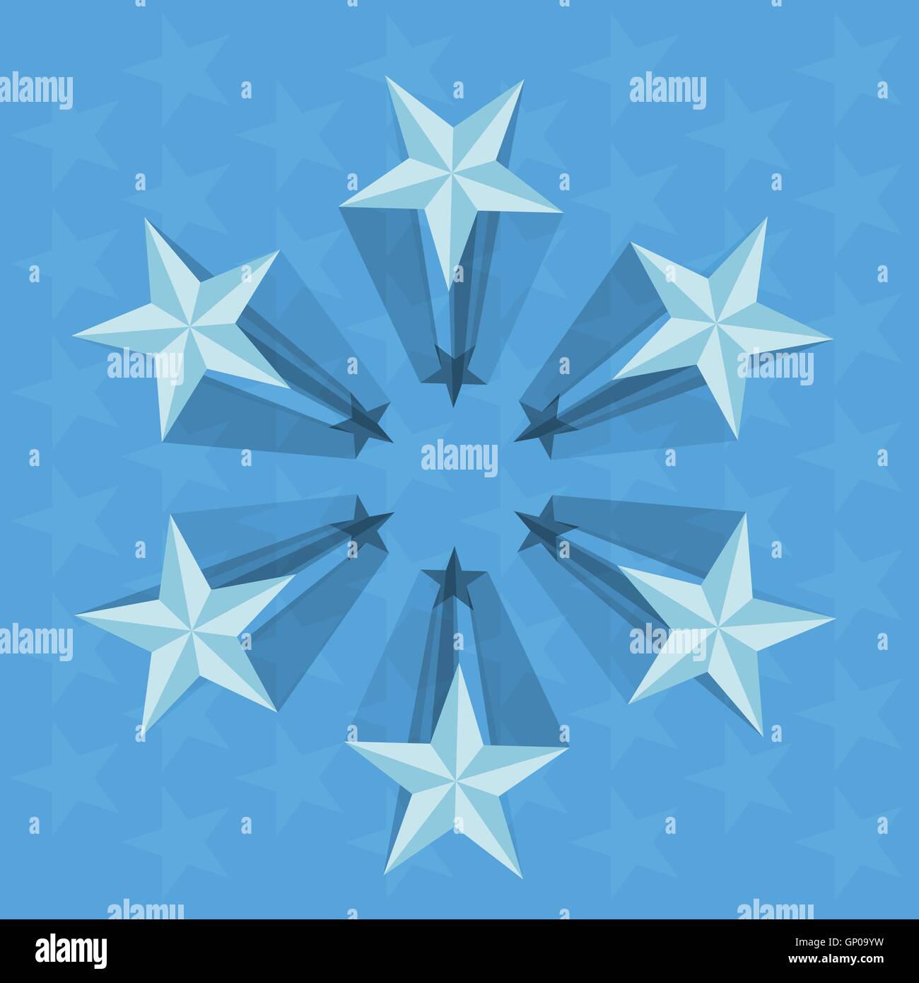 six stars in perspective abstract blue vector background Stock Vector ...