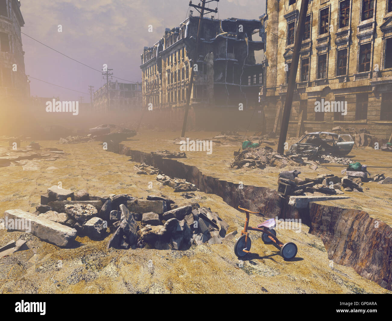 Destroyed city illustration hi-res stock photography and images - Alamy