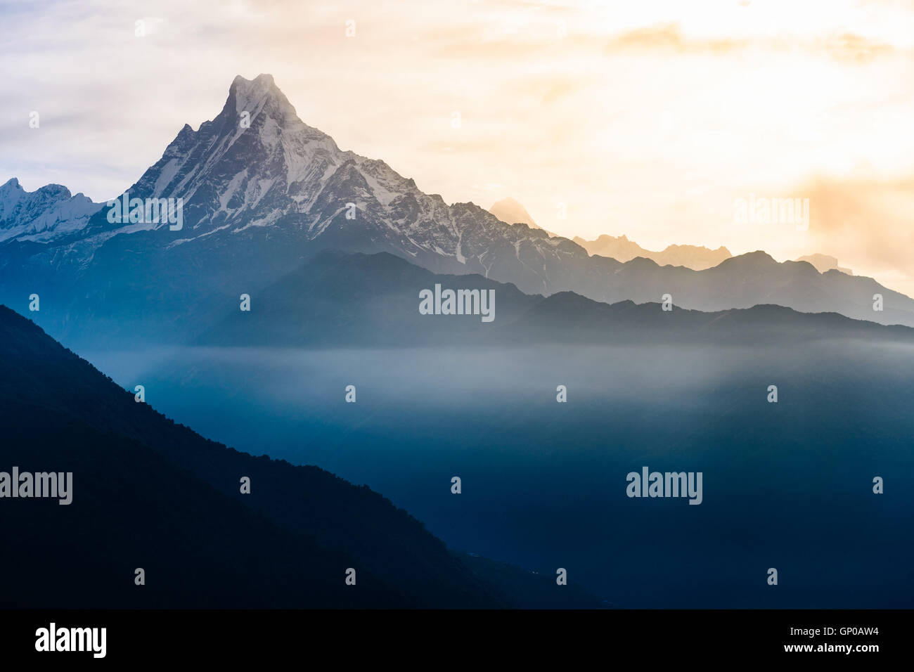 View of the himalayan peak the 6993 ms. mount Machhapuchhare-Fish Tail ...