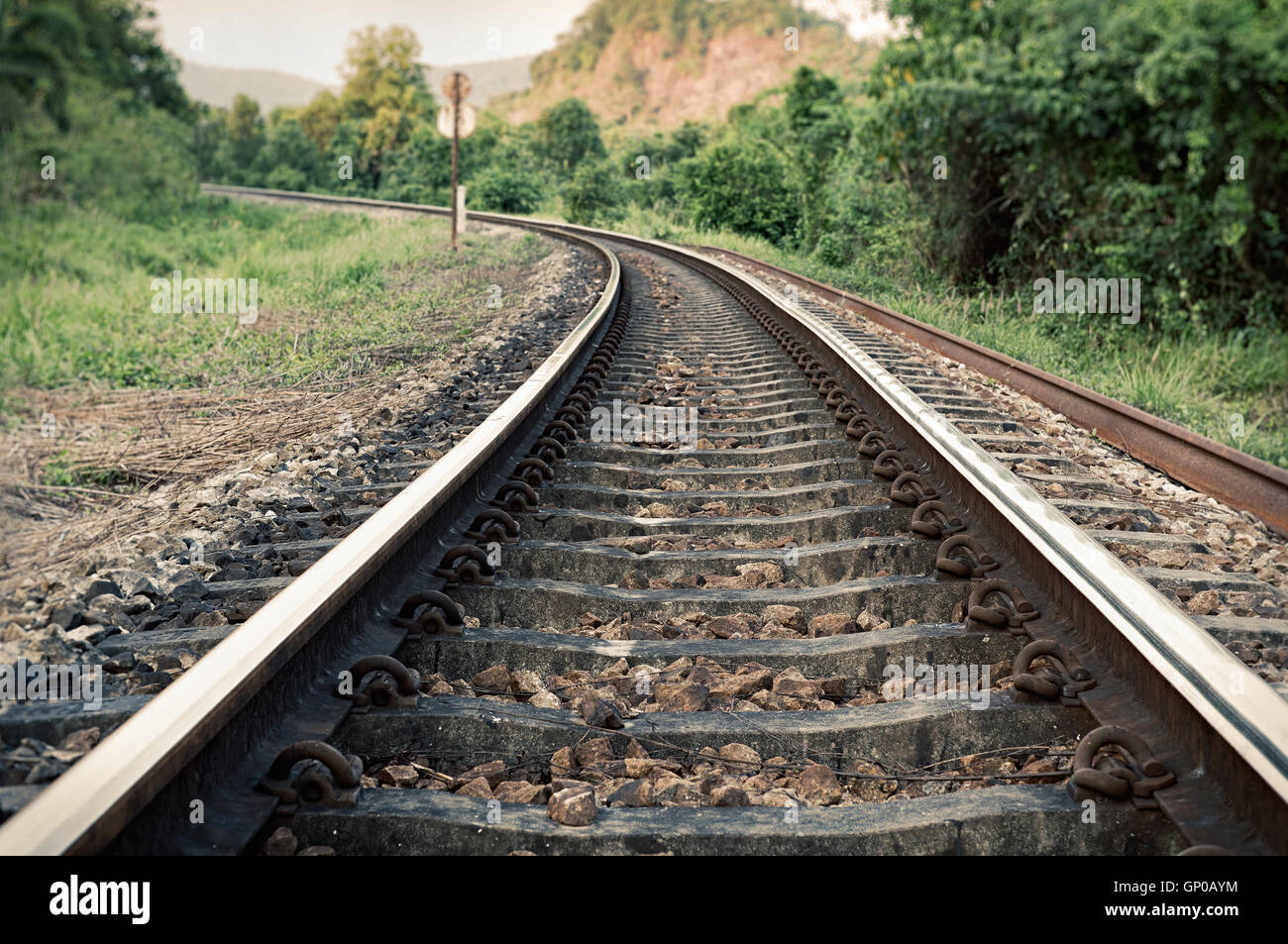 vintage curve railroad tracks Stock Photo - Alamy