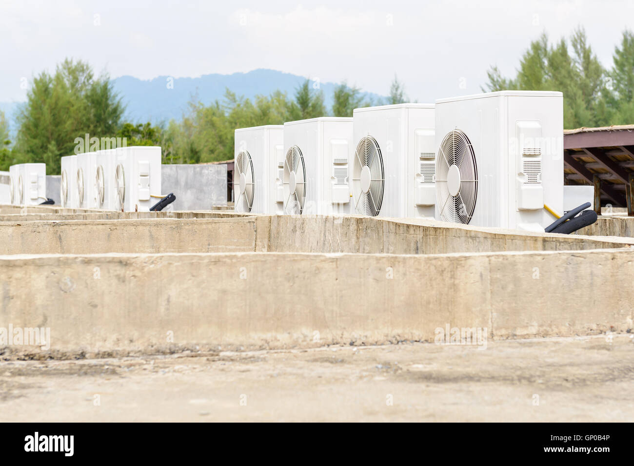Air compressors machine on roof of industrial building Stock Photo - Alamy