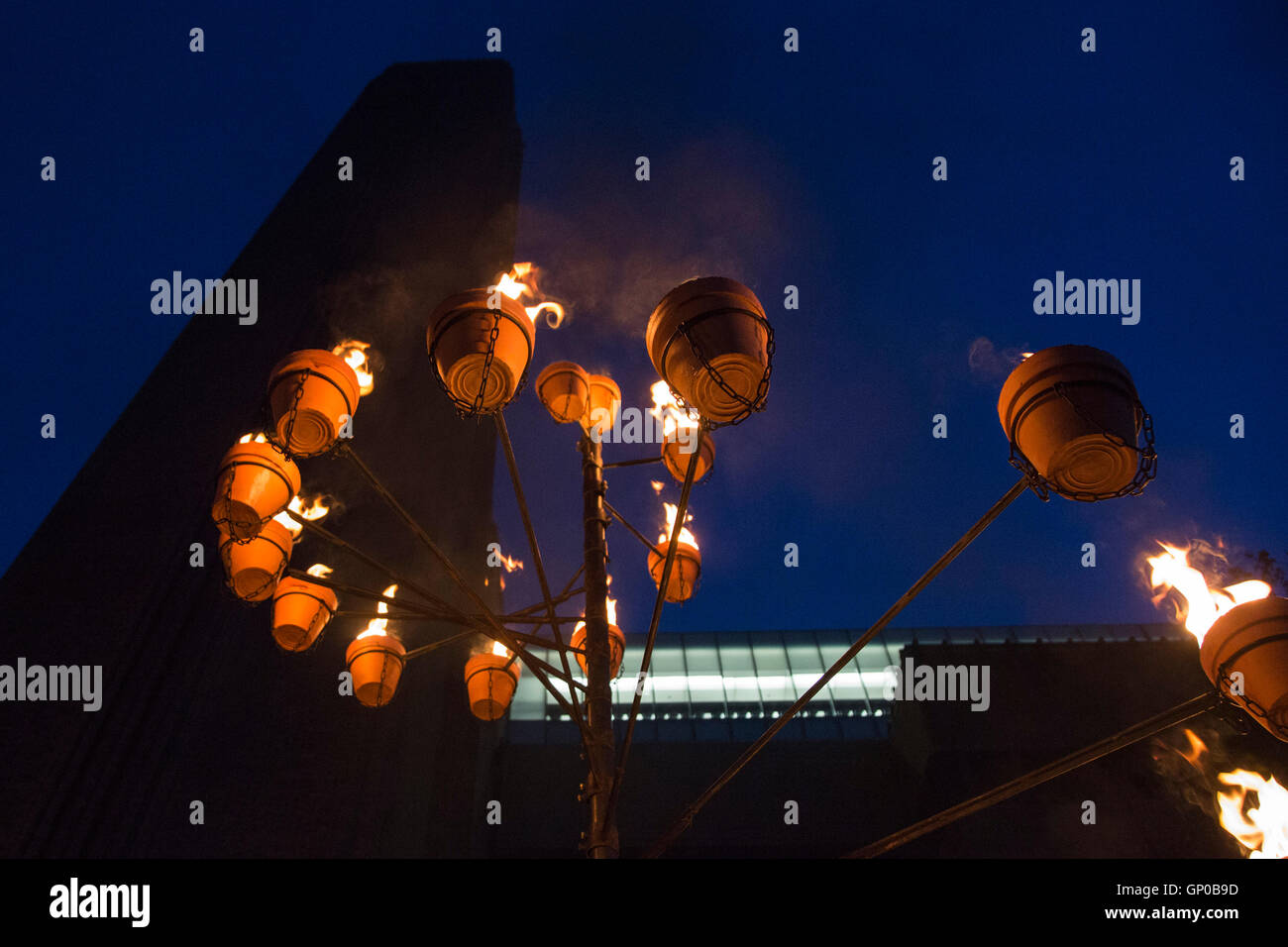 London, UK. Pictured: Tate Modern. Fire Garden by Compagnie Carabosse ...