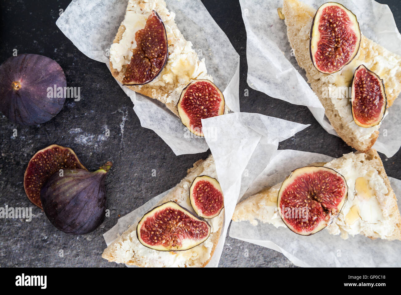Goat cheese costini with fresh figs Stock Photo - Alamy