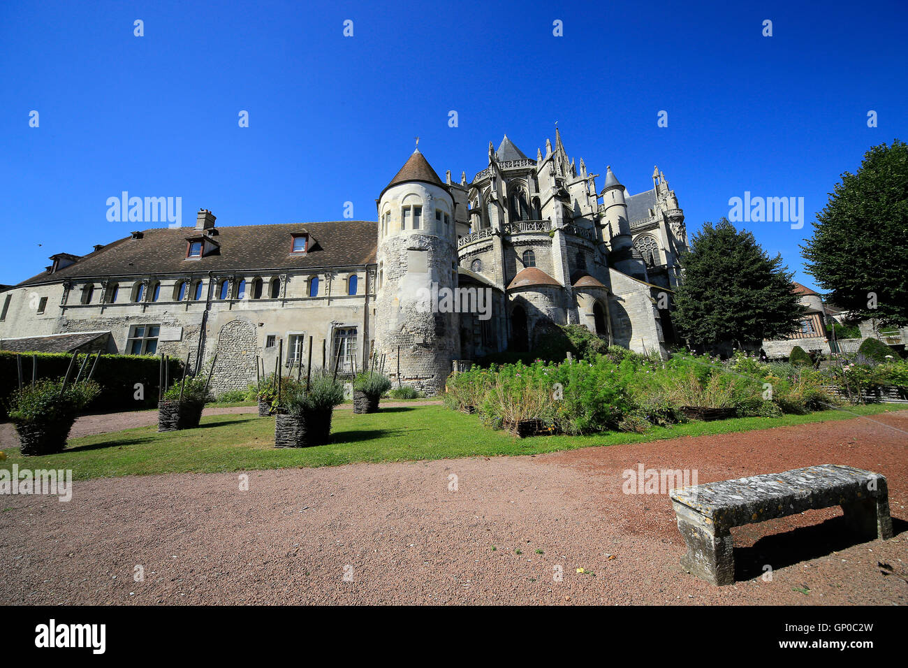 Old French town of Senlis near Paris in Picardie, France, cathedral ...