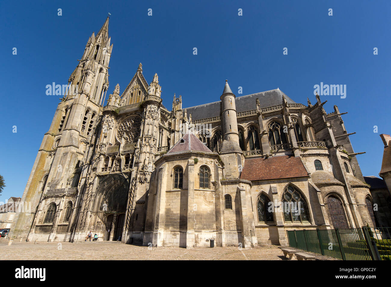 Old French town of Senlis near Paris in Picardie, France, cathedral ...