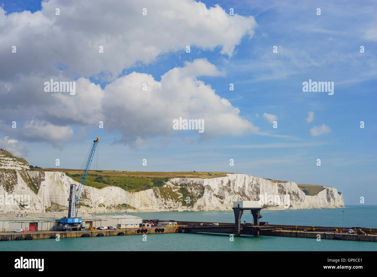 The beautiful Dover Port with blue sky and clouds Stock Photo - Alamy
