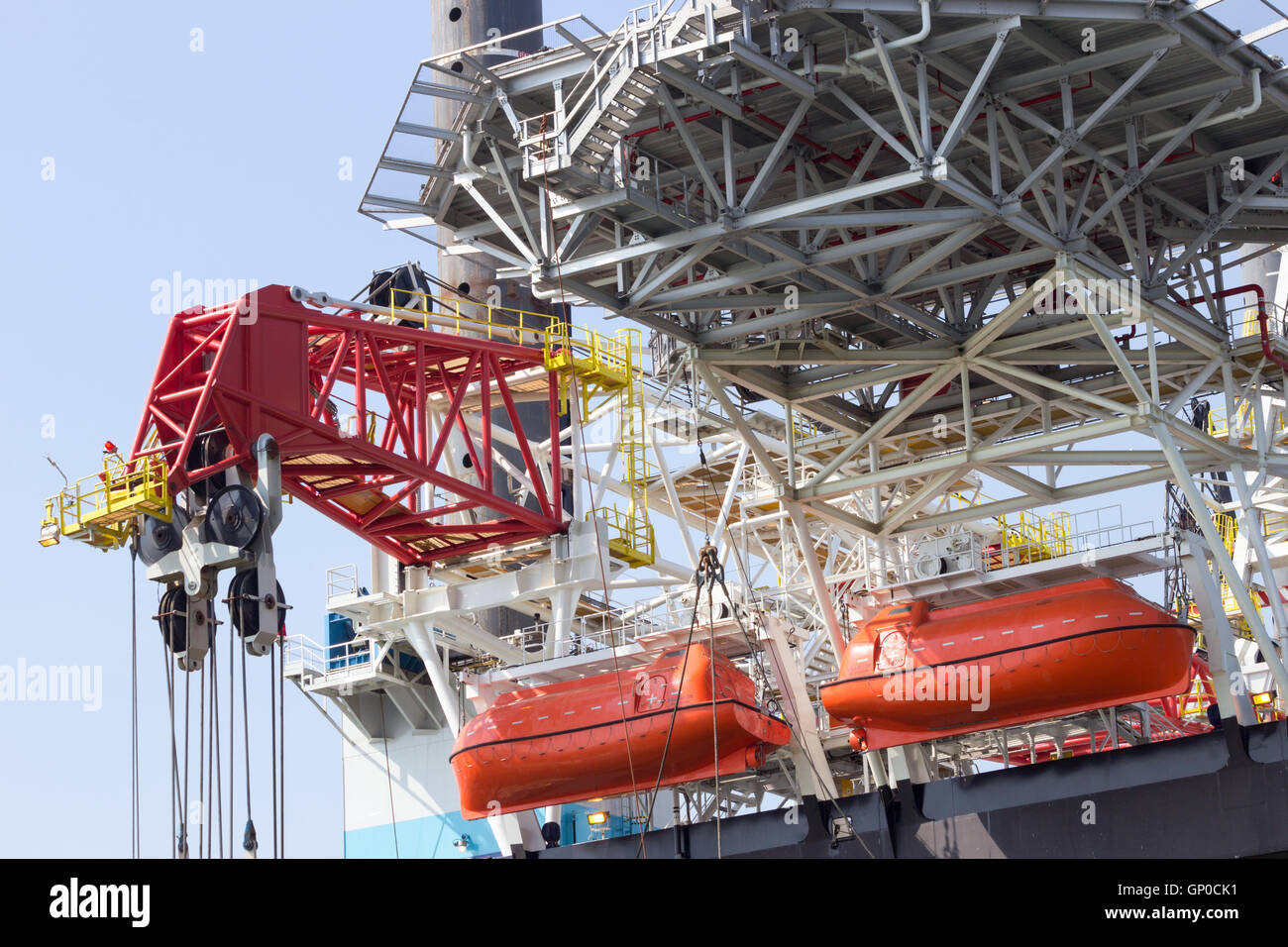 Oil rig rescue boats Stock Photo - Alamy