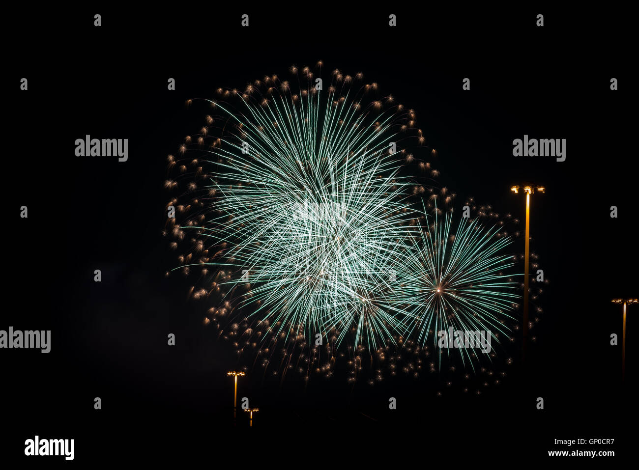 Color fireworks on black sky background Stock Photo - Alamy