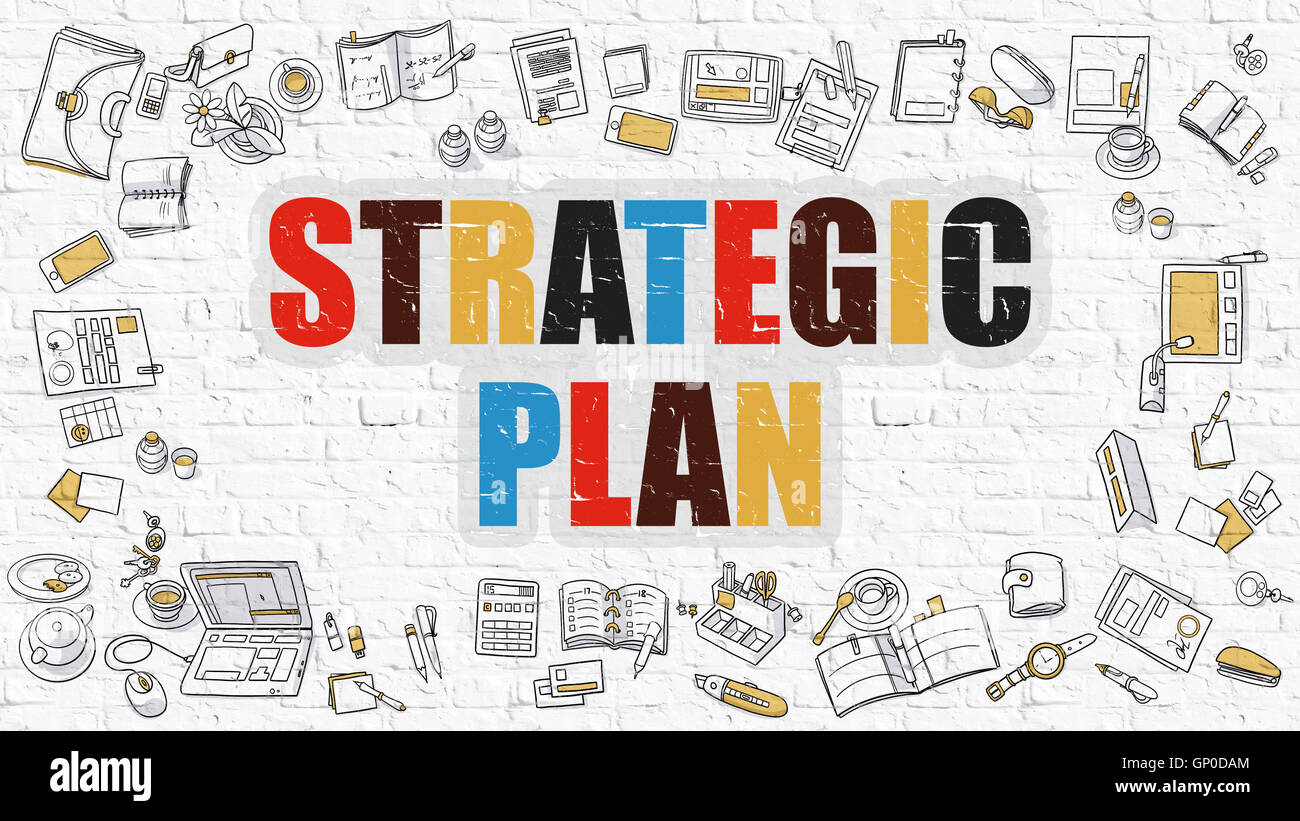 Strategic Plan - Multicolor Concept with Doodle Icons Around on White ...