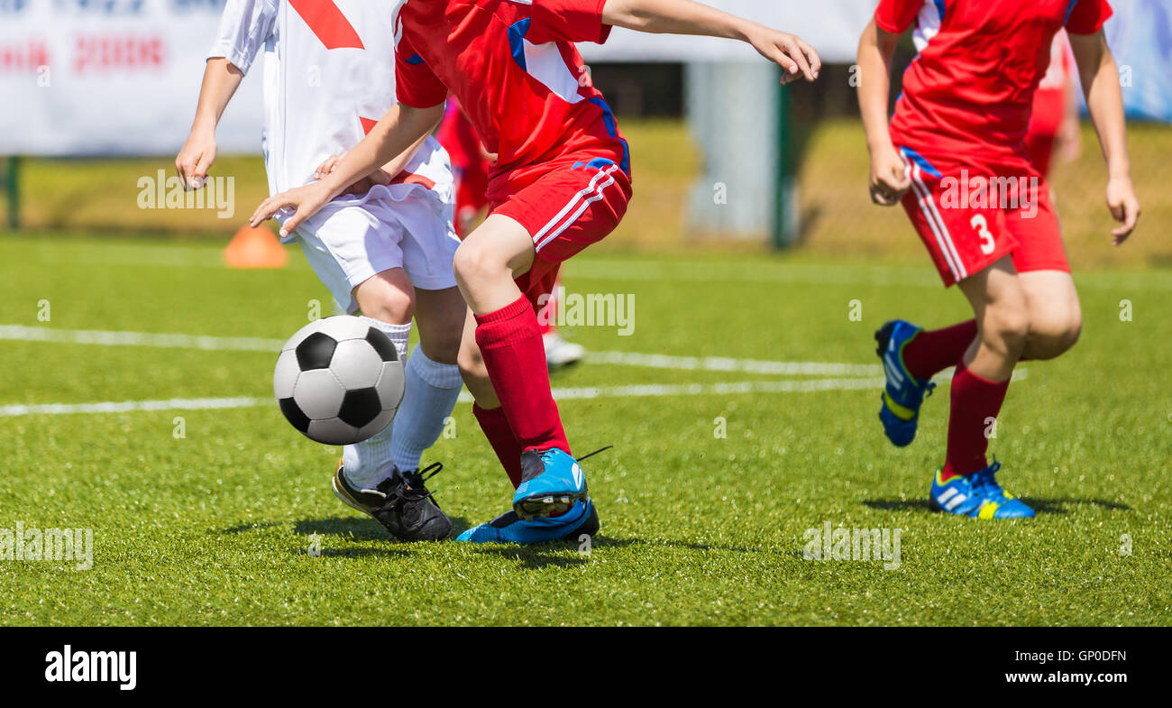 Soccer Football Teams Playing Soccer Football Training Match. Players ...