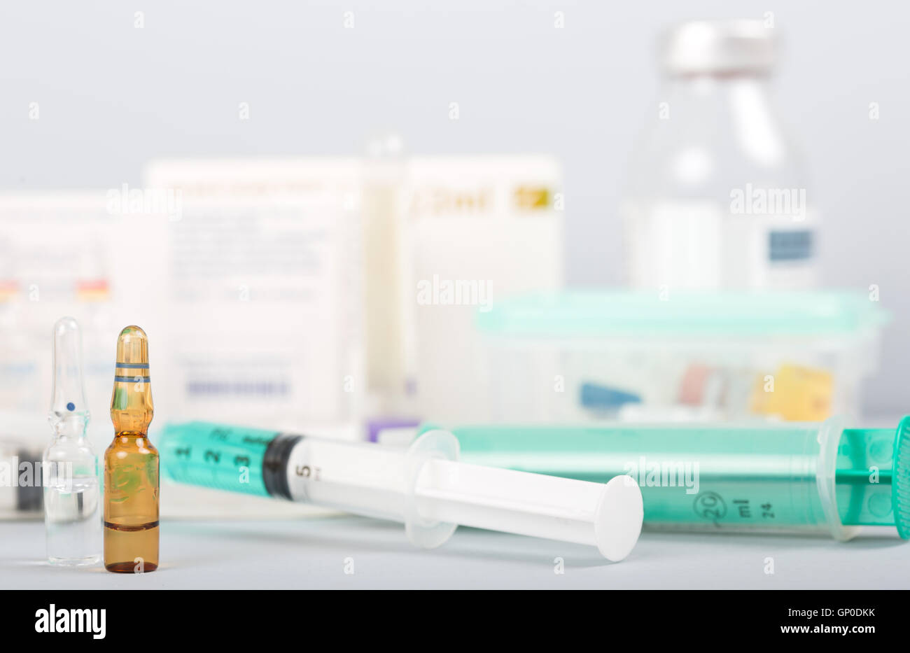 syringes with ampules of drugs Stock Photo - Alamy