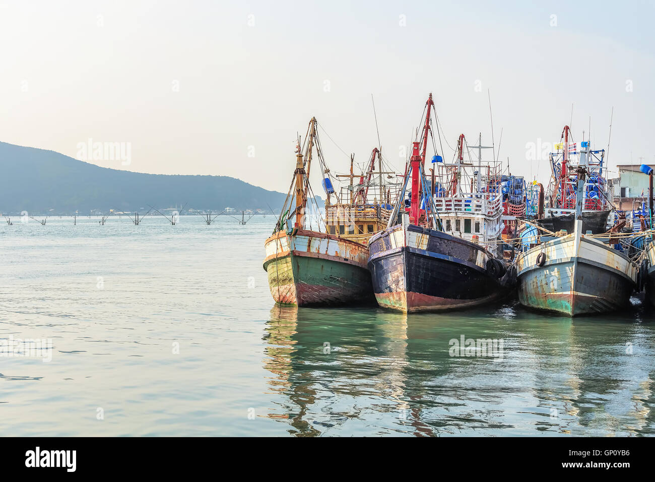 Fishing boat harbor Stock Photo - Alamy