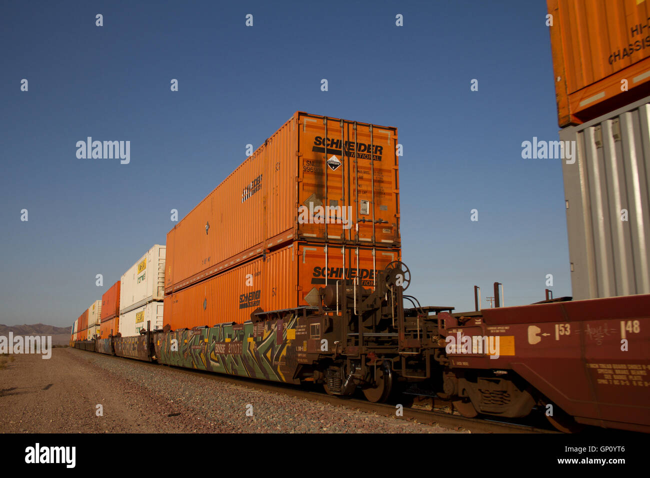 Containers on freight train. usa Stock Photo - Alamy