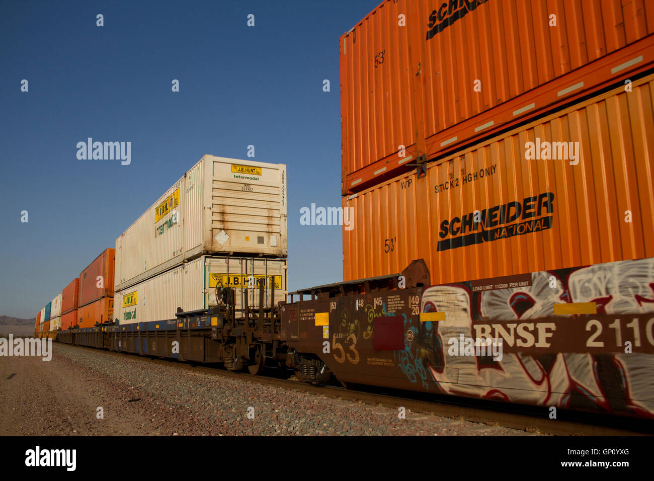 Containers on freight train. usa Stock Photo - Alamy
