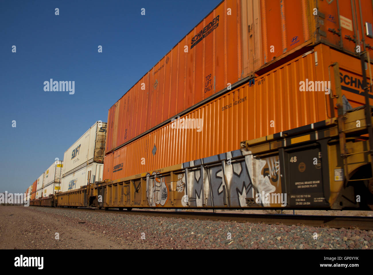 Containers on freight train. usa Stock Photo - Alamy