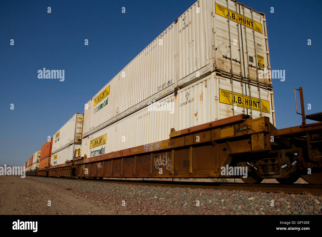 Containers on freight train. usa Stock Photo - Alamy