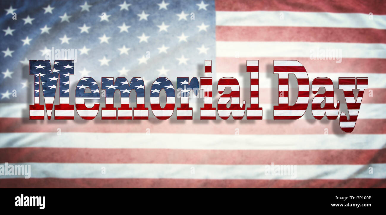 Memorial Day wording on American flag Stock Photo - Alamy