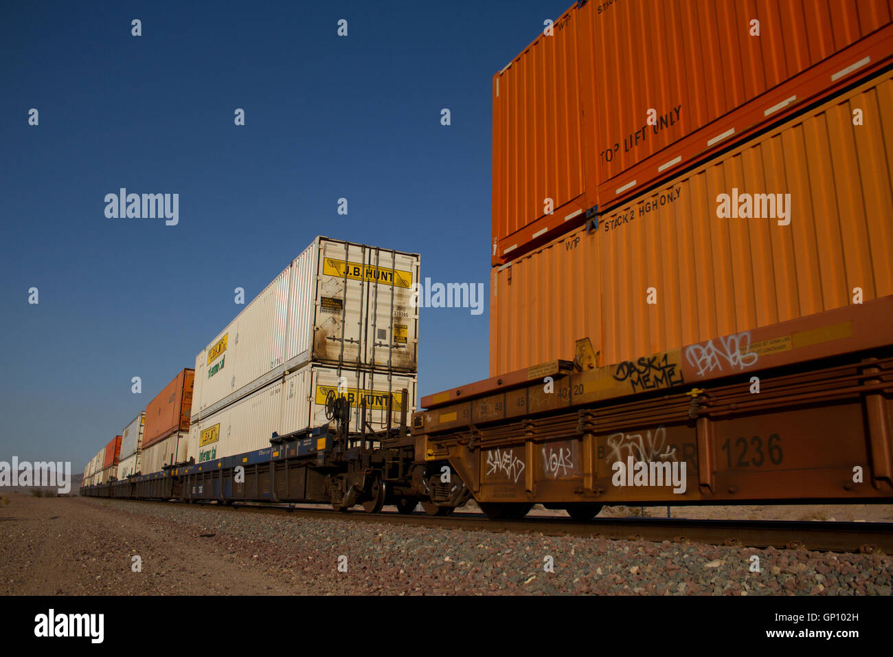 Containers on freight train. usa Stock Photo - Alamy