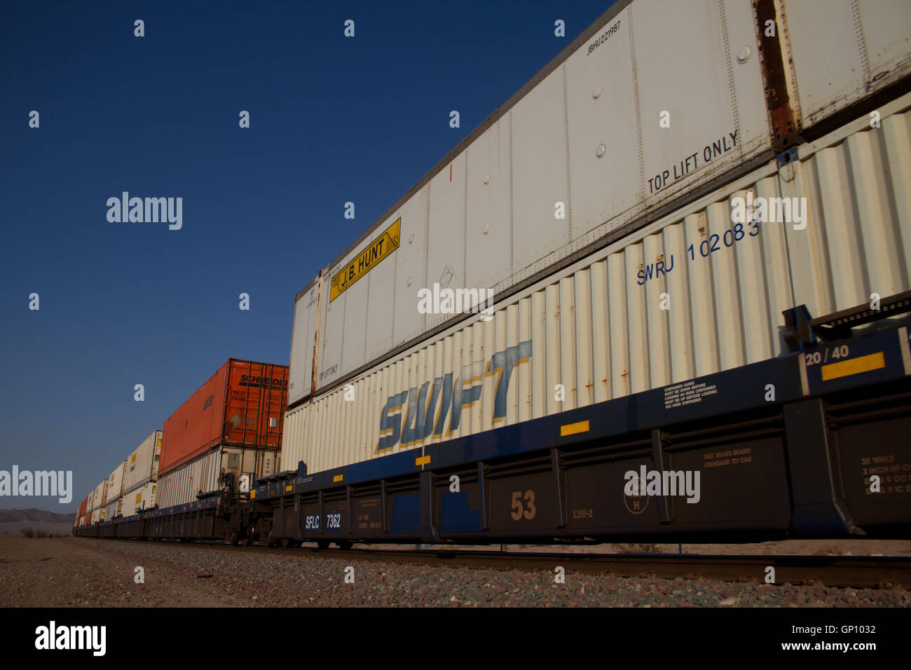 Containers on freight train. USA Stock Photo - Alamy