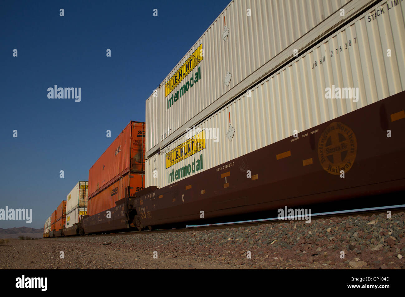 Containers on freight train. USA Stock Photo - Alamy