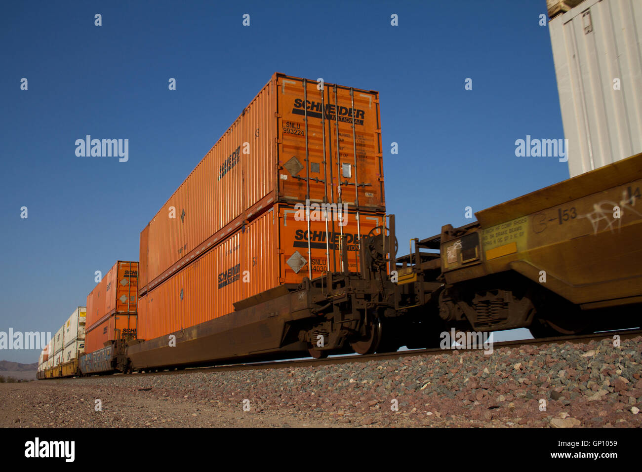 Containers on freight train. USA Stock Photo - Alamy
