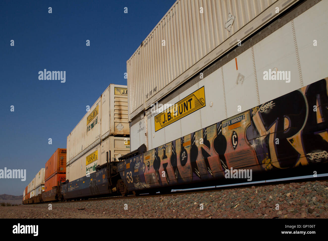 Containers on freight train. USA Stock Photo - Alamy