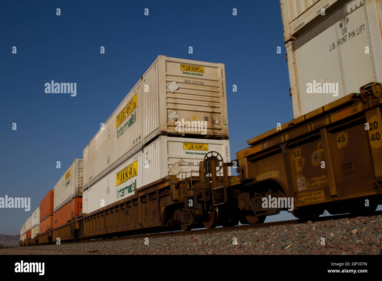 Containers on freight train. USA Stock Photo - Alamy