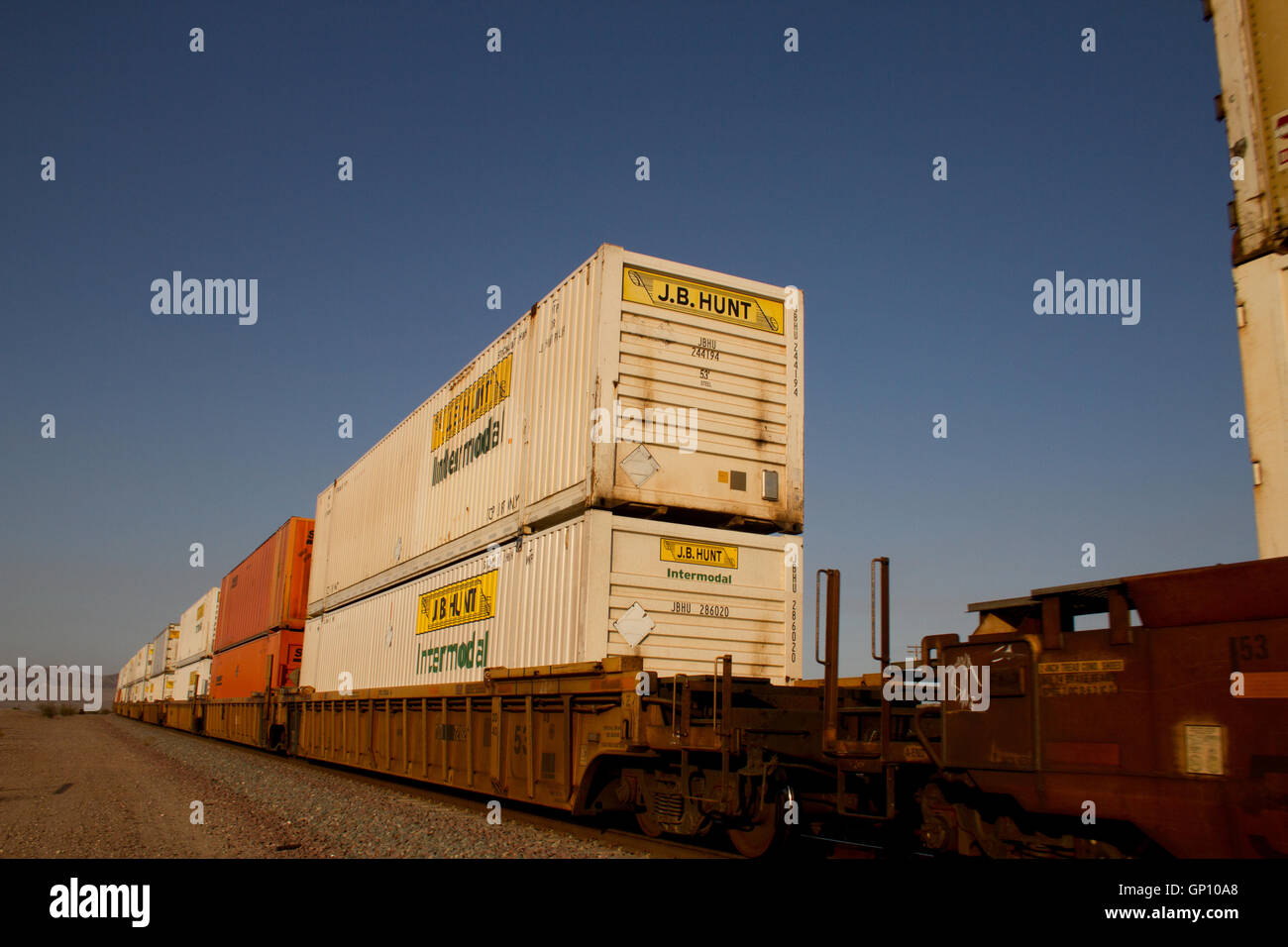 Containers on freight train. USA Stock Photo - Alamy