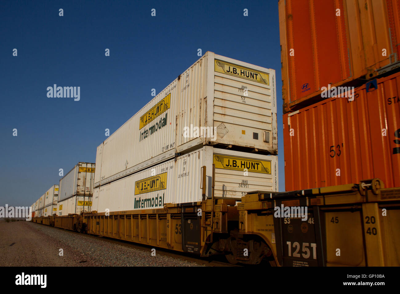 Containers on freight train. USA Stock Photo - Alamy