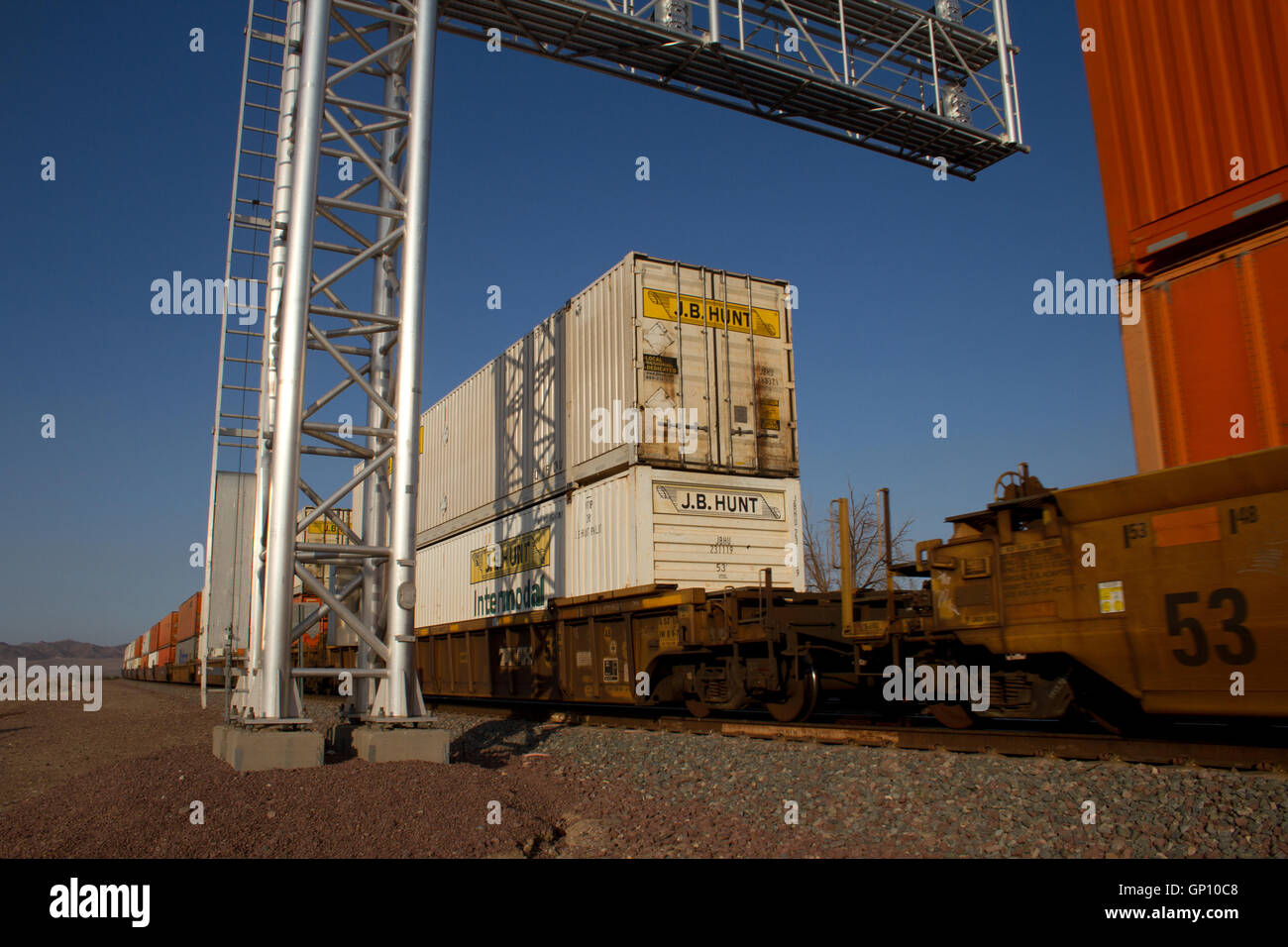 Containers on freight train. USA Stock Photo - Alamy