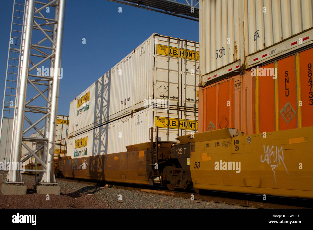 Containers on freight train. USA Stock Photo - Alamy