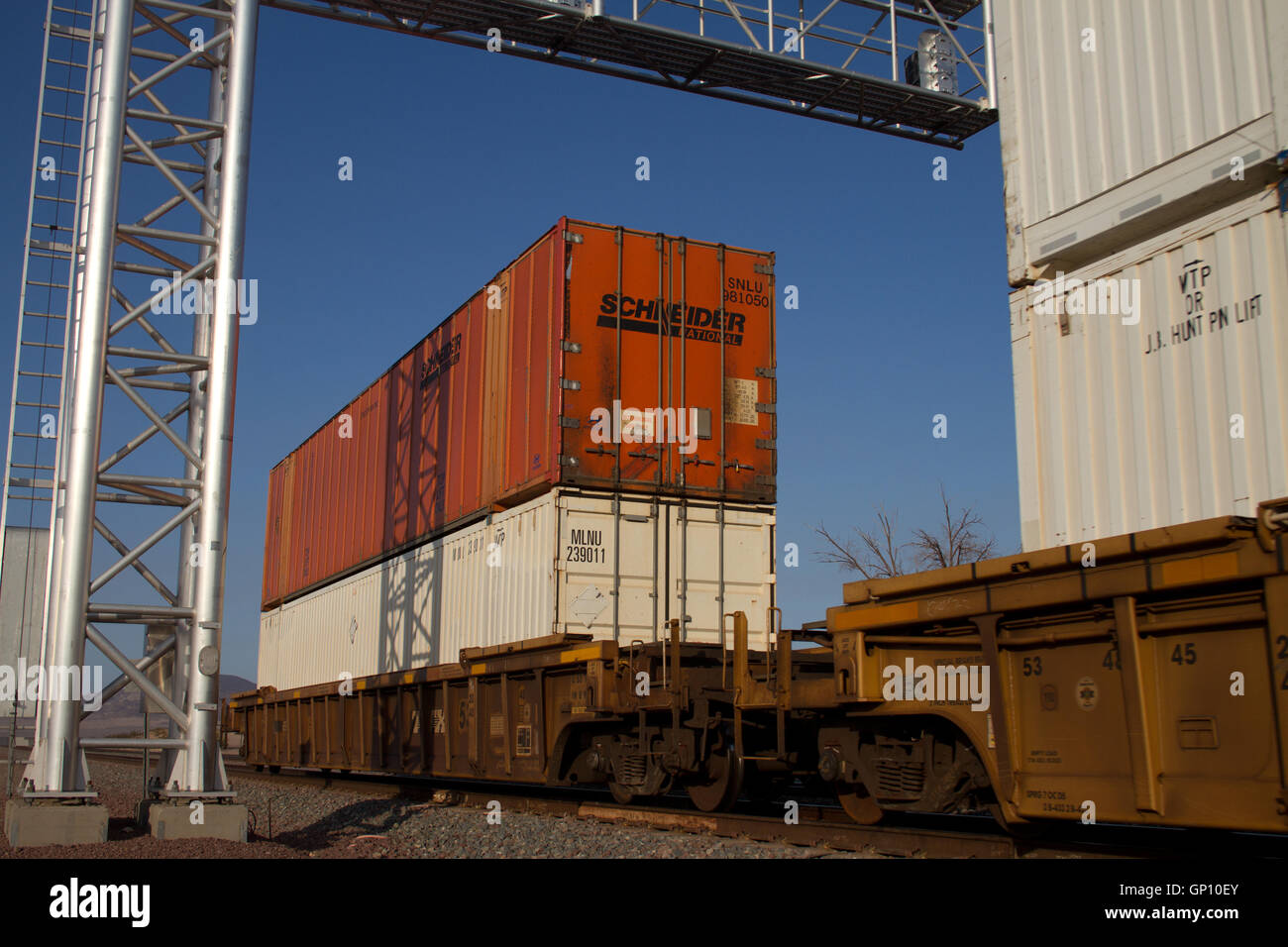 Containers on freight train. USA Stock Photo - Alamy