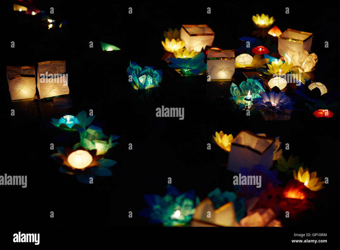 Festival of floating candles Stock Photo - Alamy