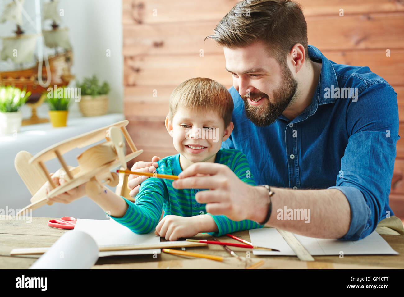 Making wooden toy airplane Stock Photo - Alamy