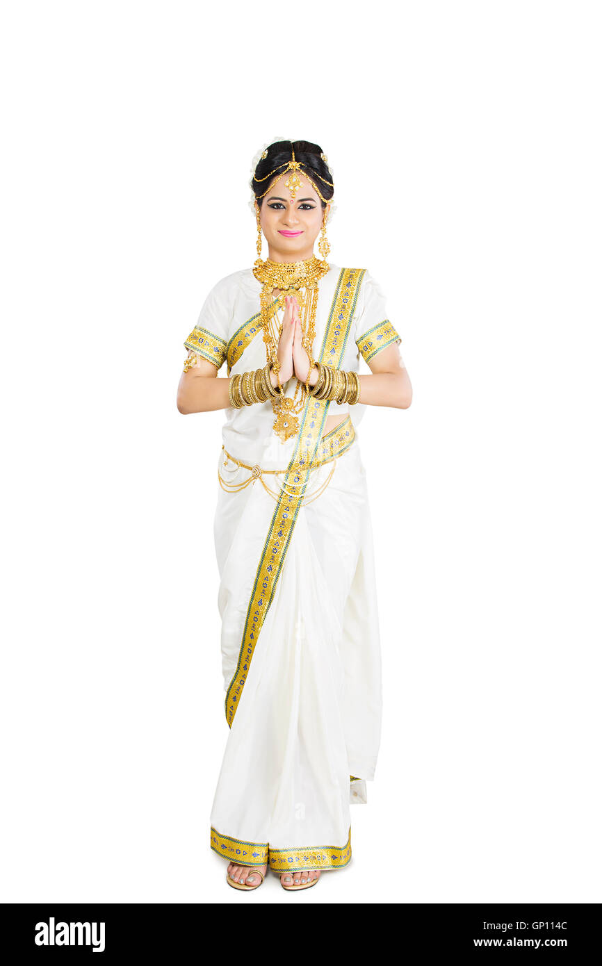 1 Beautiful Adult Bride Malayalee Woman Joined Hand Welcome Stock Photo ...