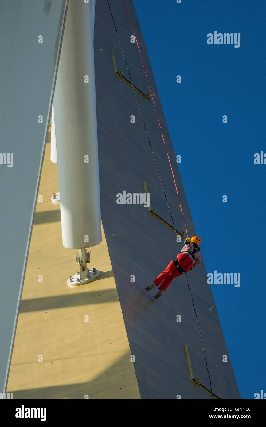 England, Hampshire, Portsmouth, Spinnaker tower abseiler Stock Photo ...