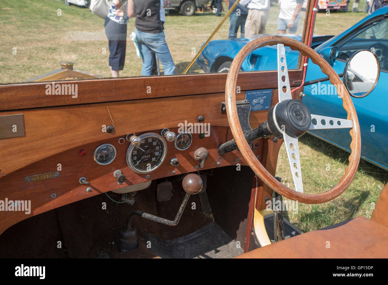 Old ford cockpit dashboard model T at Stow cum Quy show ground for ...
