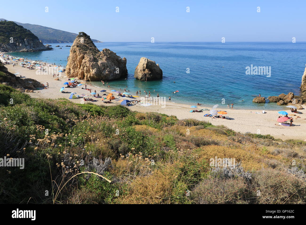 Panoramic view of Potistika beach, at Pelion, Greece Stock Photo - Alamy